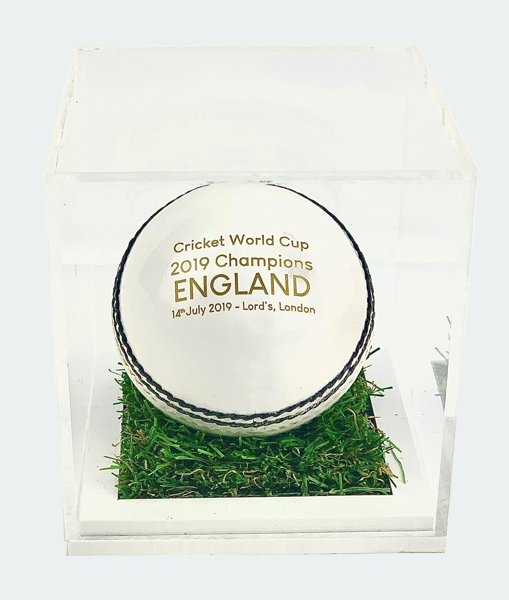 Promotional Acrylic Display Case With Cricket Ball | AMT Marketing Ltd